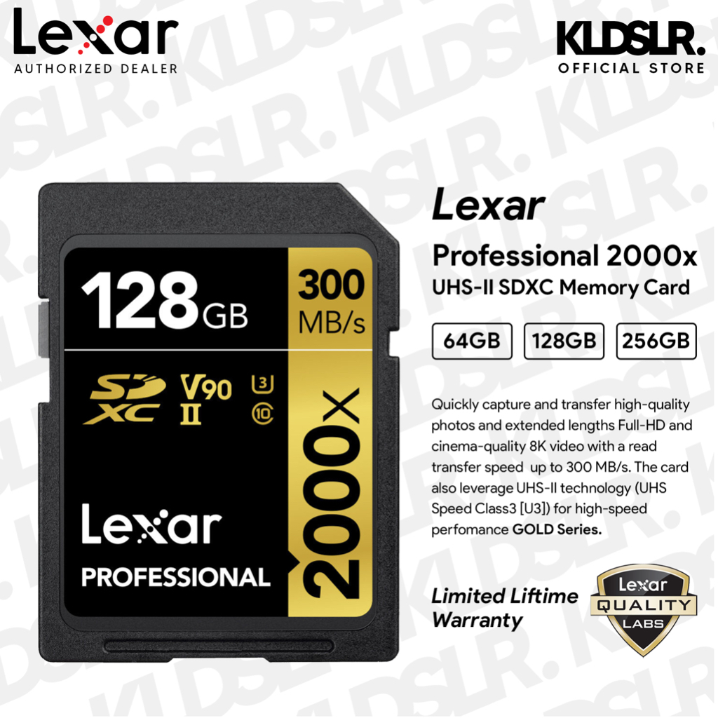 Lexar 64GB/ 128GB/ 256GB Professional 2000x SDXC UHS-II 300MB/s 260 MB ...