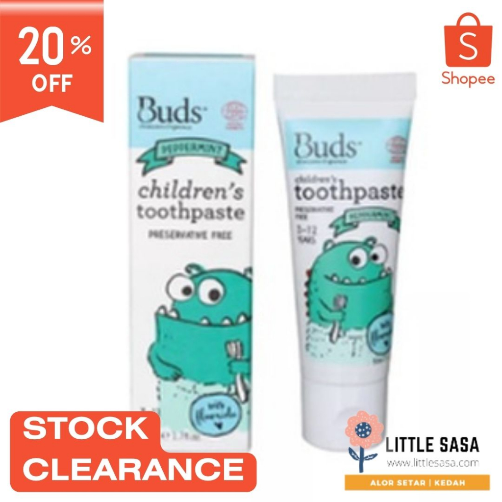 Buds Childen's Toothpaste with Fluoride 3-12years (Peppermint) | Shopee ...