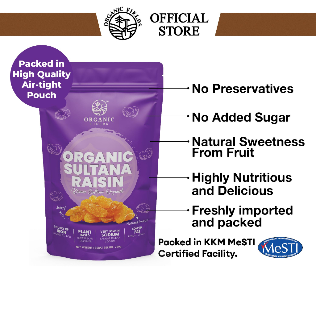 ORGANIC FIELDS Organic Sultana Raisin (250gm) | Shopee Malaysia
