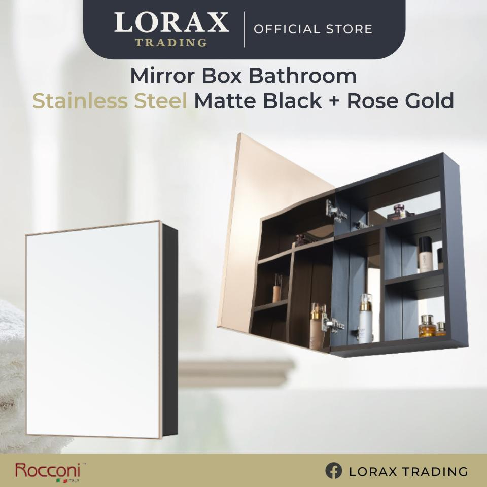 RCN MC010 Mirror Box Bathroom Cabinet with Stainless Steel Door Matte Black + Rose Gold | Shopee ...