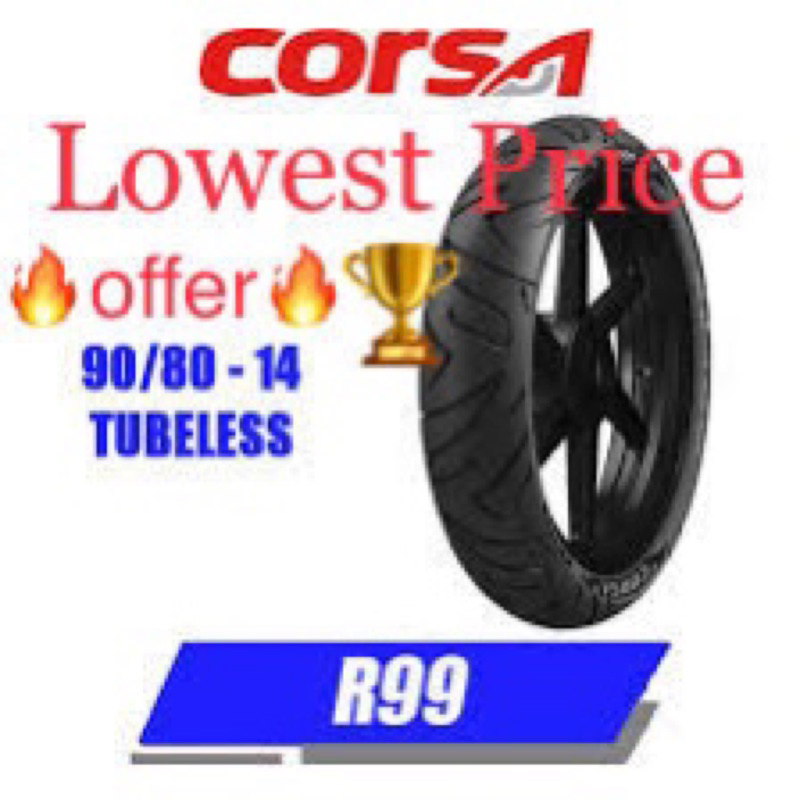 🔥Lowest Price🔥Corsa R99 90/80-14 tyre tubeless Yamaha EGO LC Avantiz ...