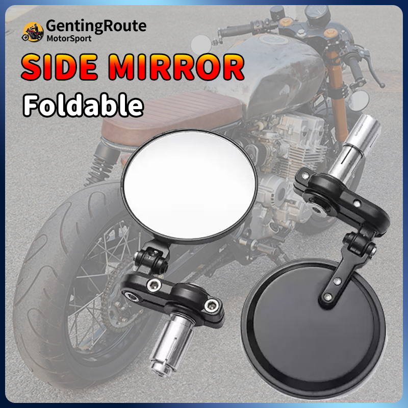 UNIVERSAL 7/8" 22MM HANDLE BAR END MIRROR FOLDABLE REARVIEW MIRROR ...