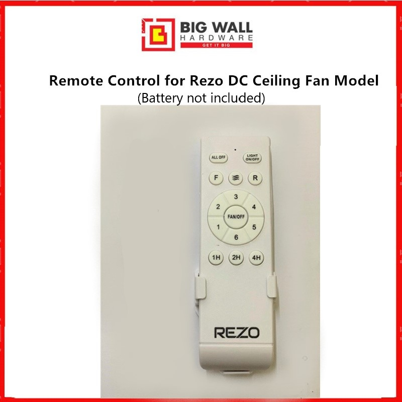 Remote Control for Rezo AC / DC Ceiling Fan Model S100, S300, P100 ...
