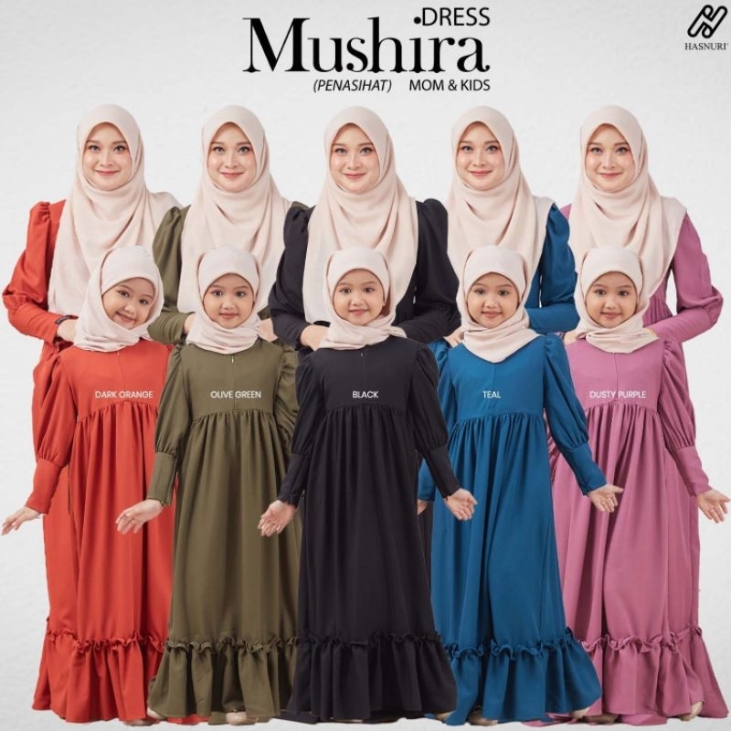 DRESS MUSHIRA Como Crepe Series Mesra wuduk dengan lengan cuff berzip ...