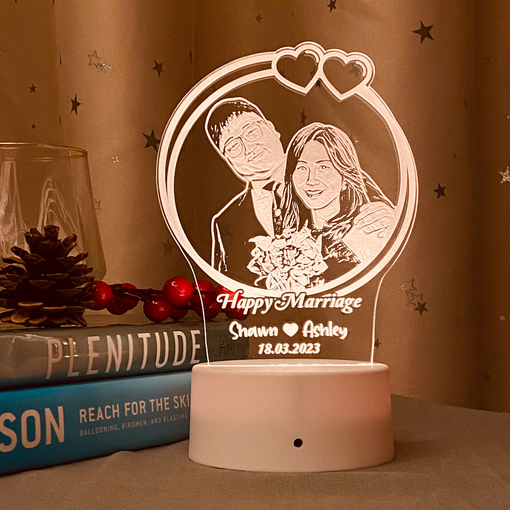 Personalised LED Night Lamp Light Gift For Birthday Wedding Anniversary ...