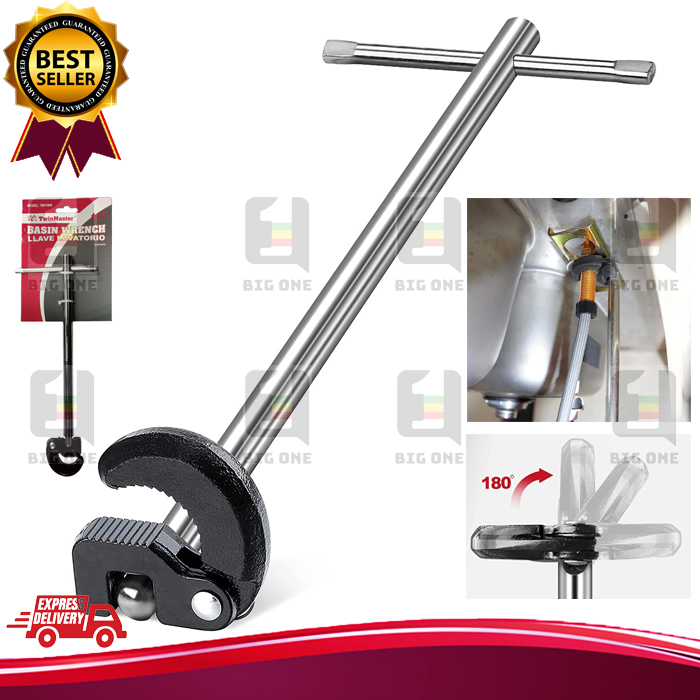 TWINMASTER TM11BW 11" ADJUSTABLE HEAD BASIN WRENCH FLEXIBLE WRENCH ...