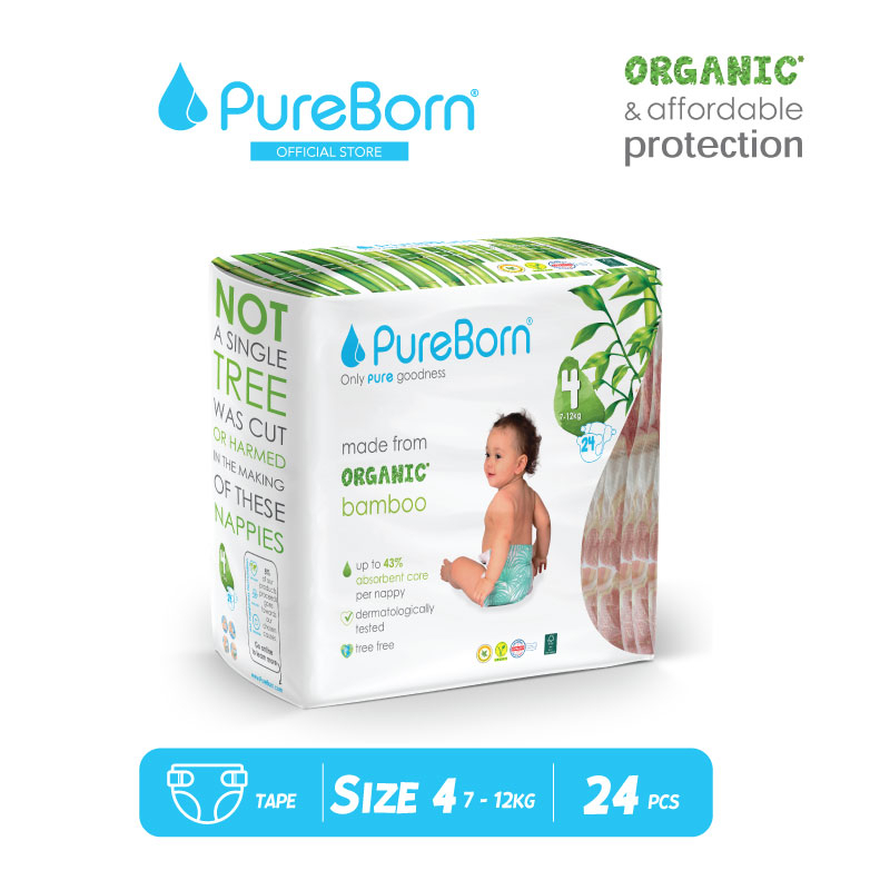 PureBorn Organic Tape Diaper - Size 4 (7-12kg) | Shopee Malaysia
