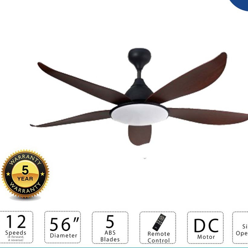 REZO VENZO 56 LED 56-Inch 5-Blades 6-Speeds with 3-LED Lighting Remote ...