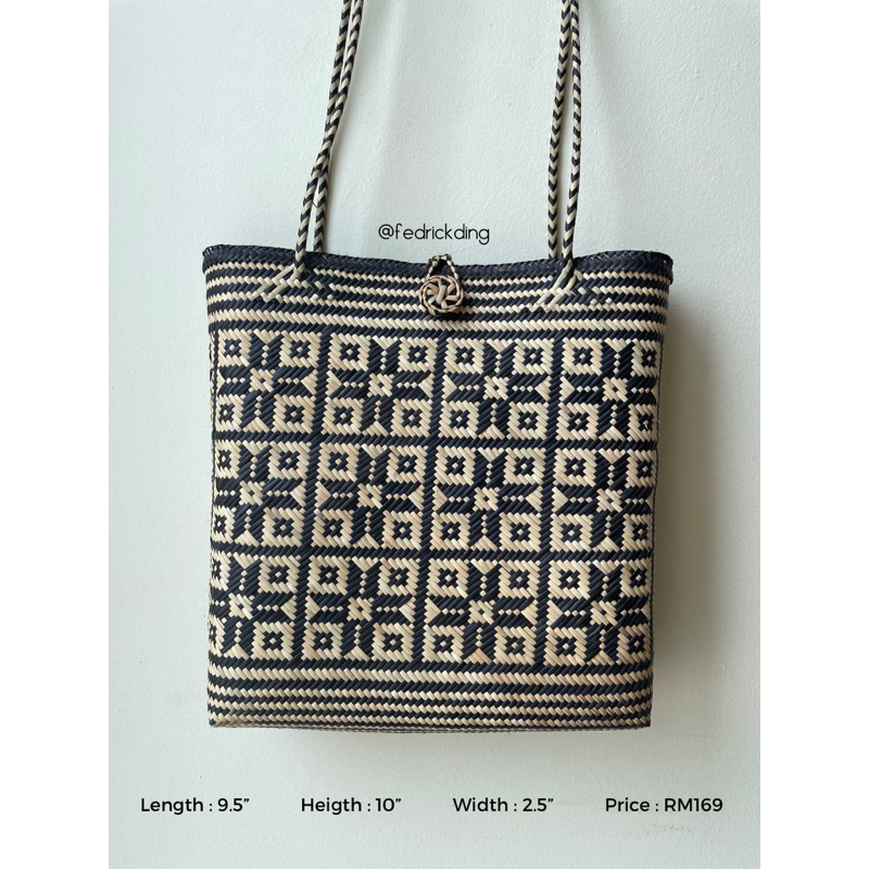 Beg Rotan Orang Ulu Shoulder Tote Rattan Bag with Borneo Motif | Shopee ...