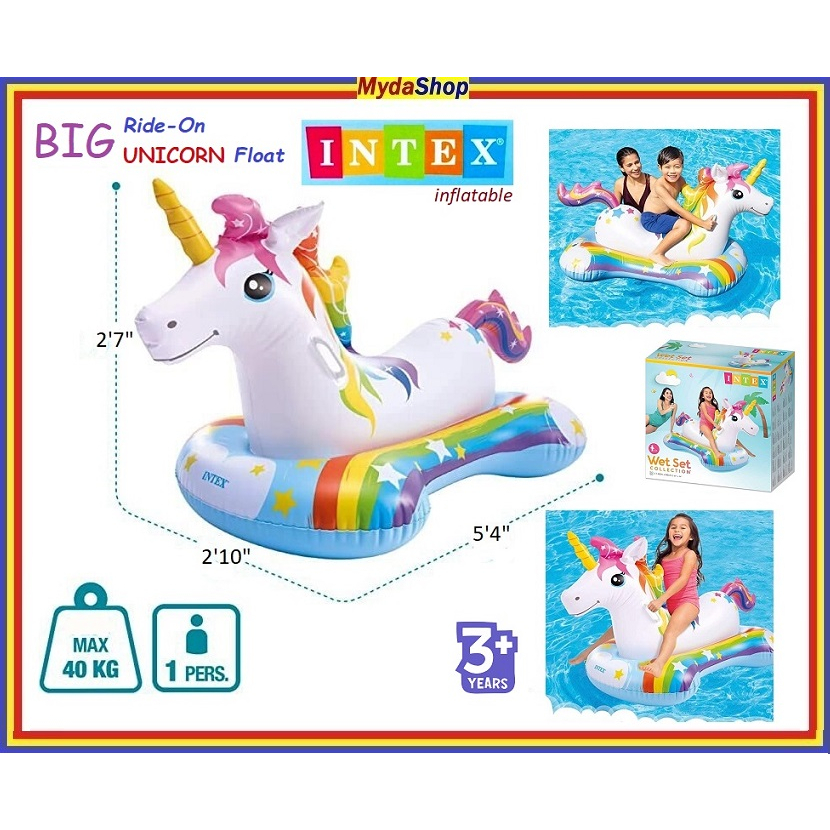 INTEX 57552 Swim Pool Ride-On Float UNICORN. Pelampung Duduk | Shopee ...