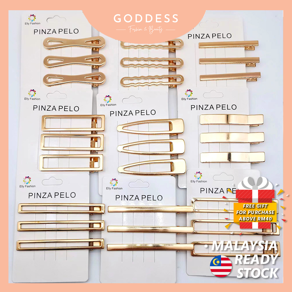 GODDESS Korean INS style metal hair clips Gold colour hair clip Metal ...