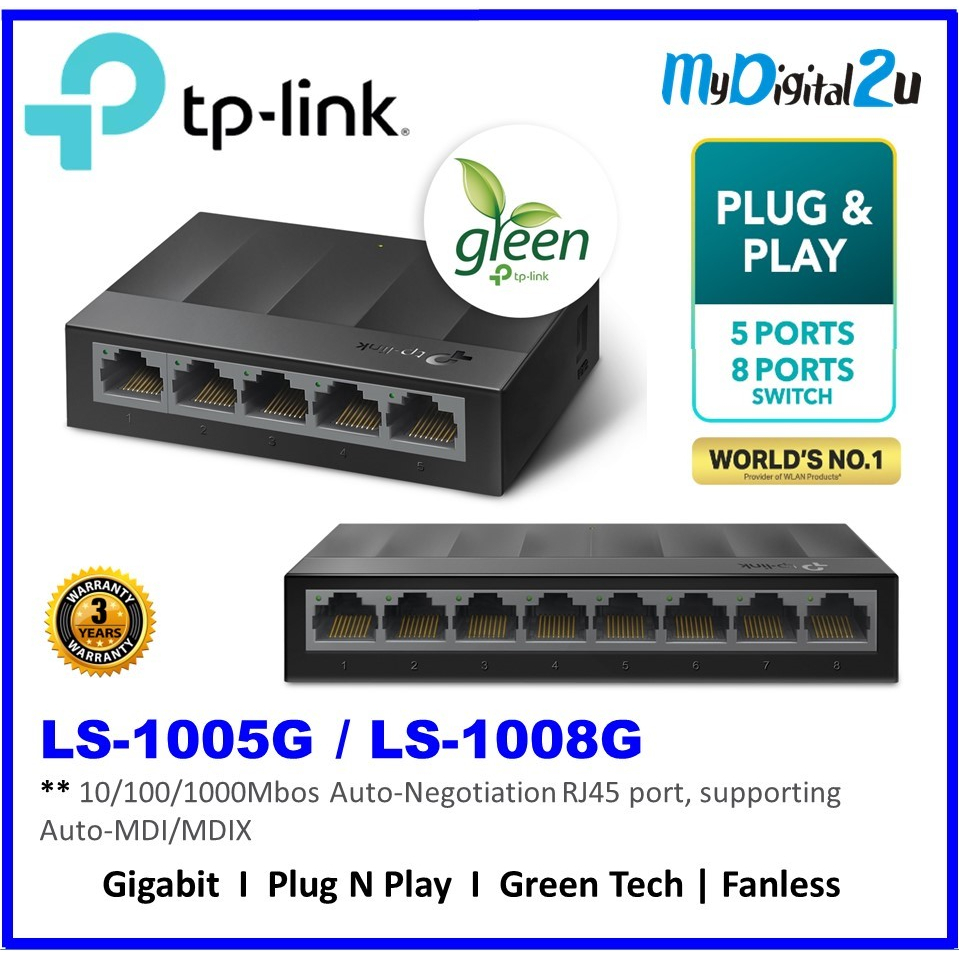 TP-Link LS1005G/LS1008G Gigabit Ports 10/100/1000Mbps Desktop Ethernet ...