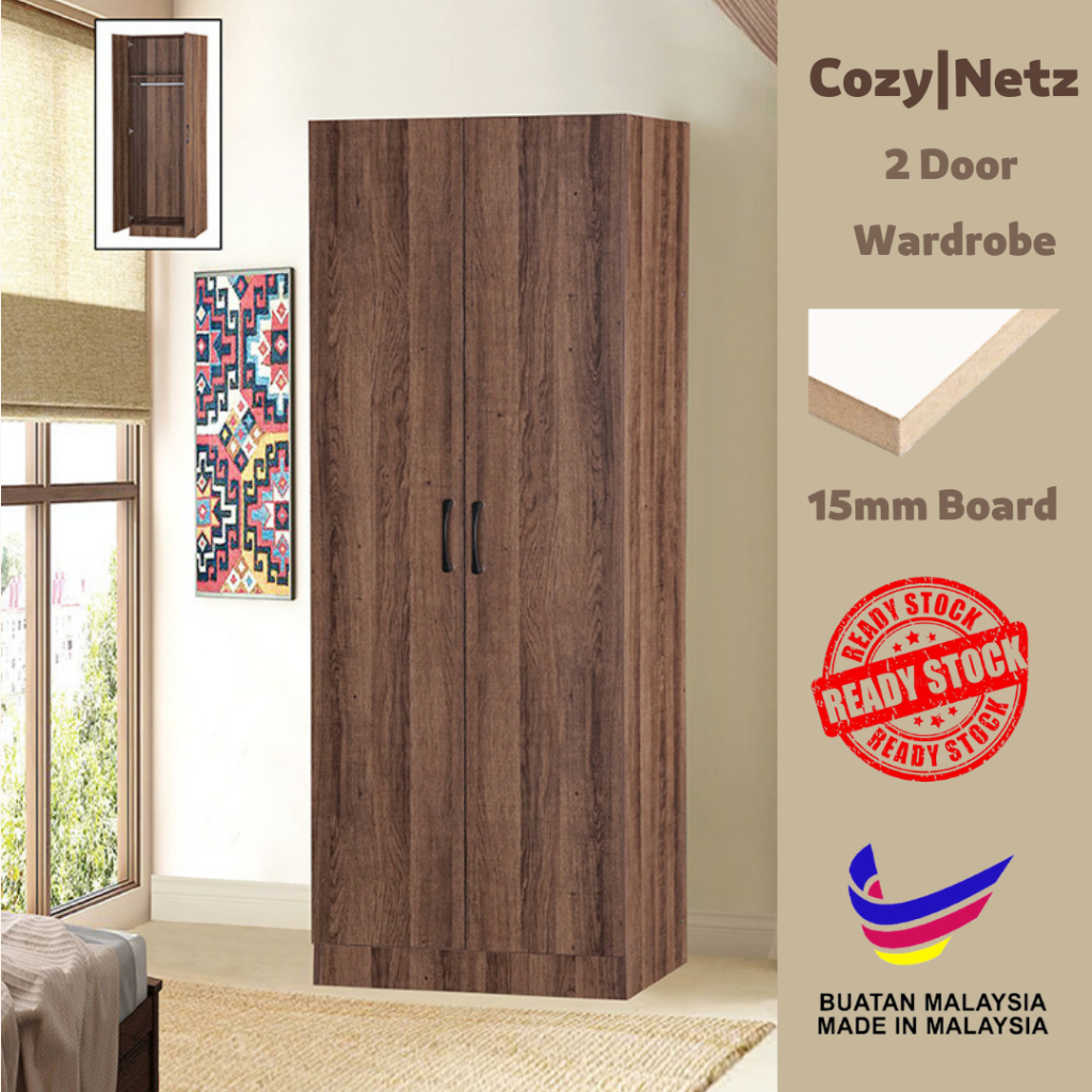 [184cm x 60cm] CozyNetz Amari Baju 2 Pintu Minimalist | 2 Door Wardrobe ...