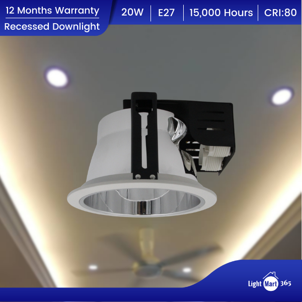 7 Inch/ 8 Inch Recessed LED Downlight 20W E27 Round Casing For Plaster ...