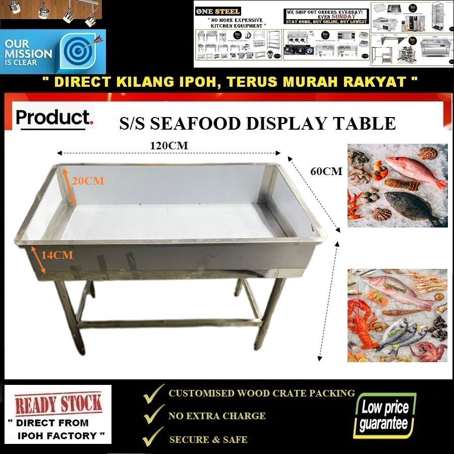 MEJA SEAFOOD DISPLAY IKAN BAKAR/TABLE DISPLAY HASIL LAUT/STAINLESS ...