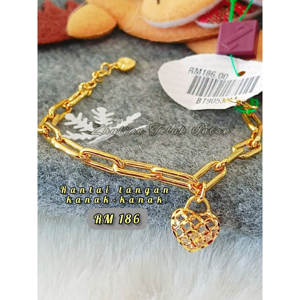 ORIGINAL ZHULIAN Rantai Tangan Paper Clip Love Budak BT5142 | Shopee ...