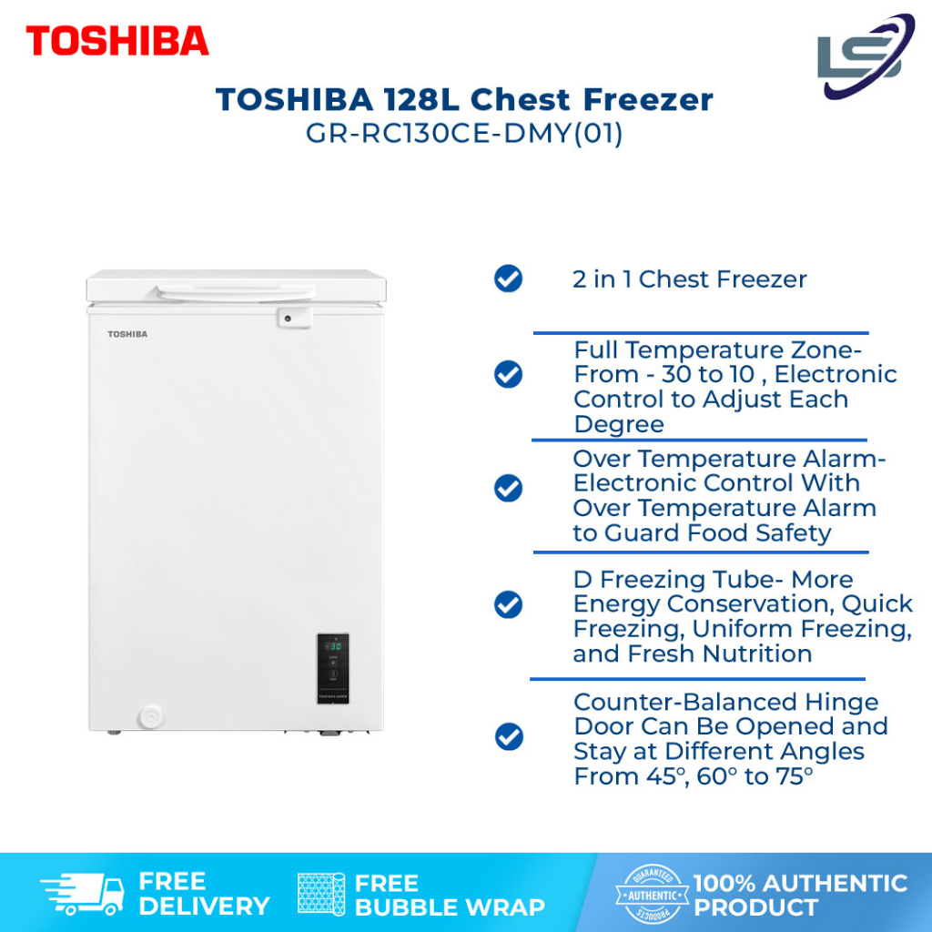 TOSHIBA 128L Chest Freezer GR-RC130CE-DMY(01) | Full Temperature Zone | 2 In 1 Function | Over ...