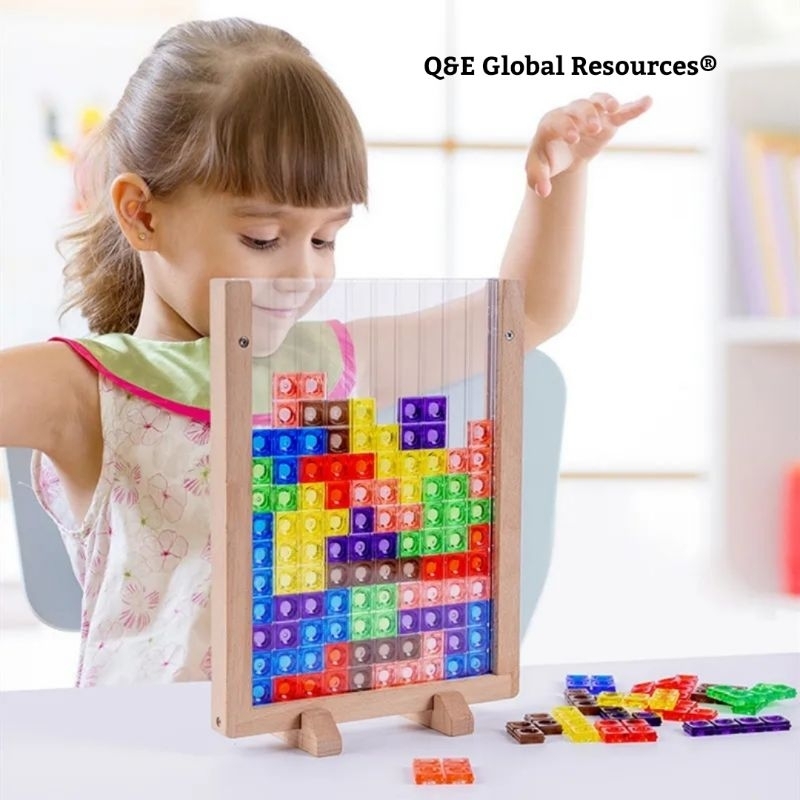 READY STOCK 🇲🇾 - Wooden Standing Tetris Game Toys Puzzle Block Brain ...