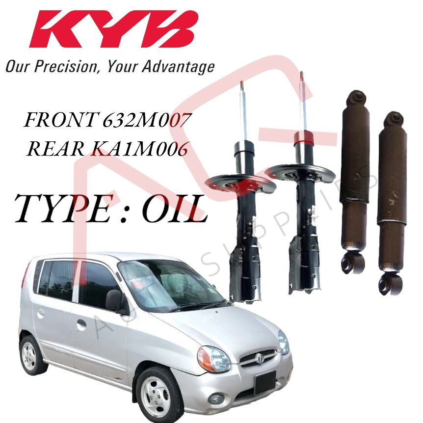 FRONT&REAR (OIL) SHOCK ABSORBER HYUNDAI ATOS ORIGINAL KYB (FRT 632M007,REAR KA1M006) 1SET=4PCS ...