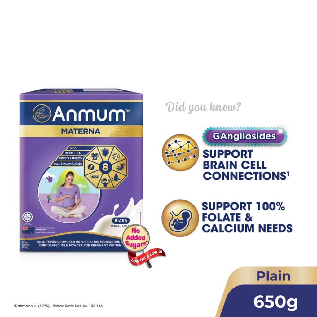 Anmum Materna Plain 650g (No Added Sugars, Low Fat, Low GI pregnancy ...