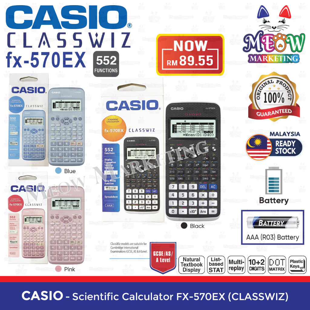 Casio Scientific Calculator FX-570EX (CLASSWIZ) (ORIGINAL) | Shopee ...
