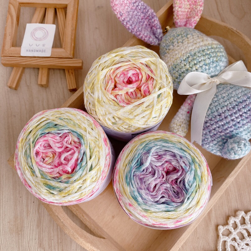 rainbow hollow yarn space dyed yarn hollow cotton yarn Crochet knitting ...