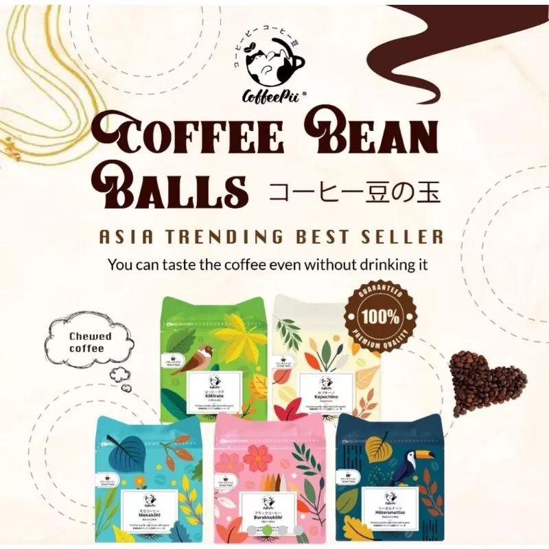 Coffeepii Chewed Coffee Bean Balls 180g [Premium Quality, 5 Flavours ...