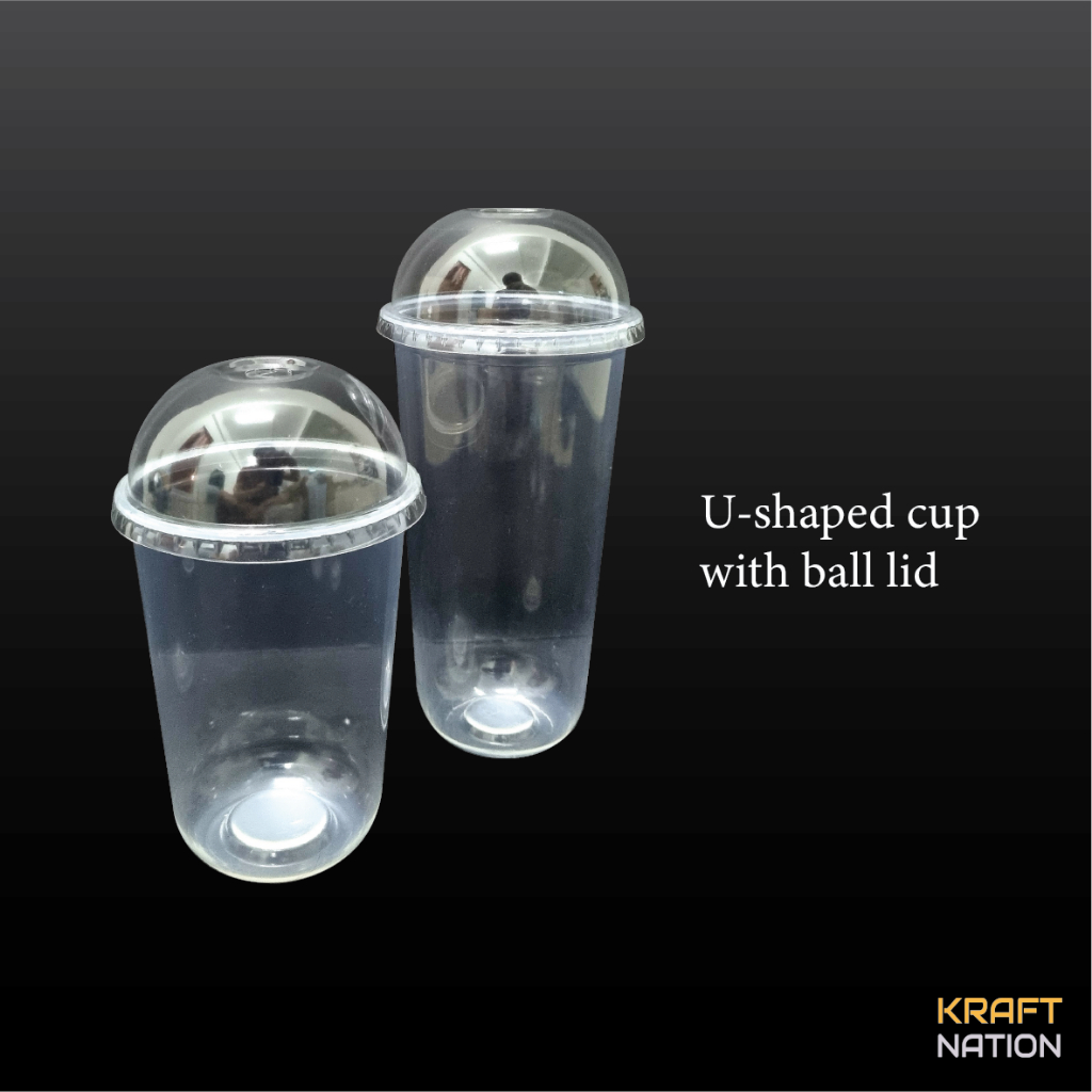 [Cheapest] 50 sets 500ml/700ml PP5 Plastic U-Shape cup with ball lid ...