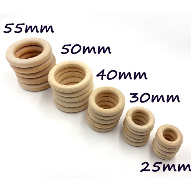 Natural Wood Circle Round Wooden Ring Beads Circles 20/25/30/50/60mm ...