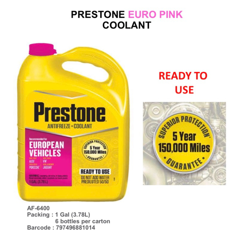 PRESTONE EURO PINK COOLANT AF-6400 1Gal - MADE IN USA | Shopee Malaysia