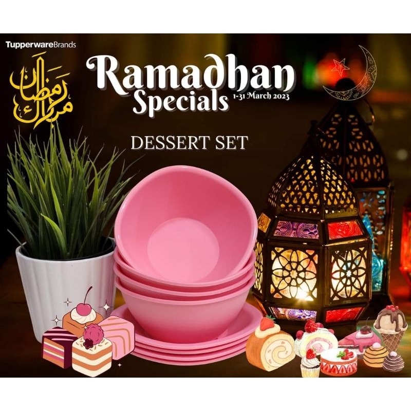 Tupperware gourmet dessert set ( 4pinggan + mangkuk ) | Shopee Malaysia
