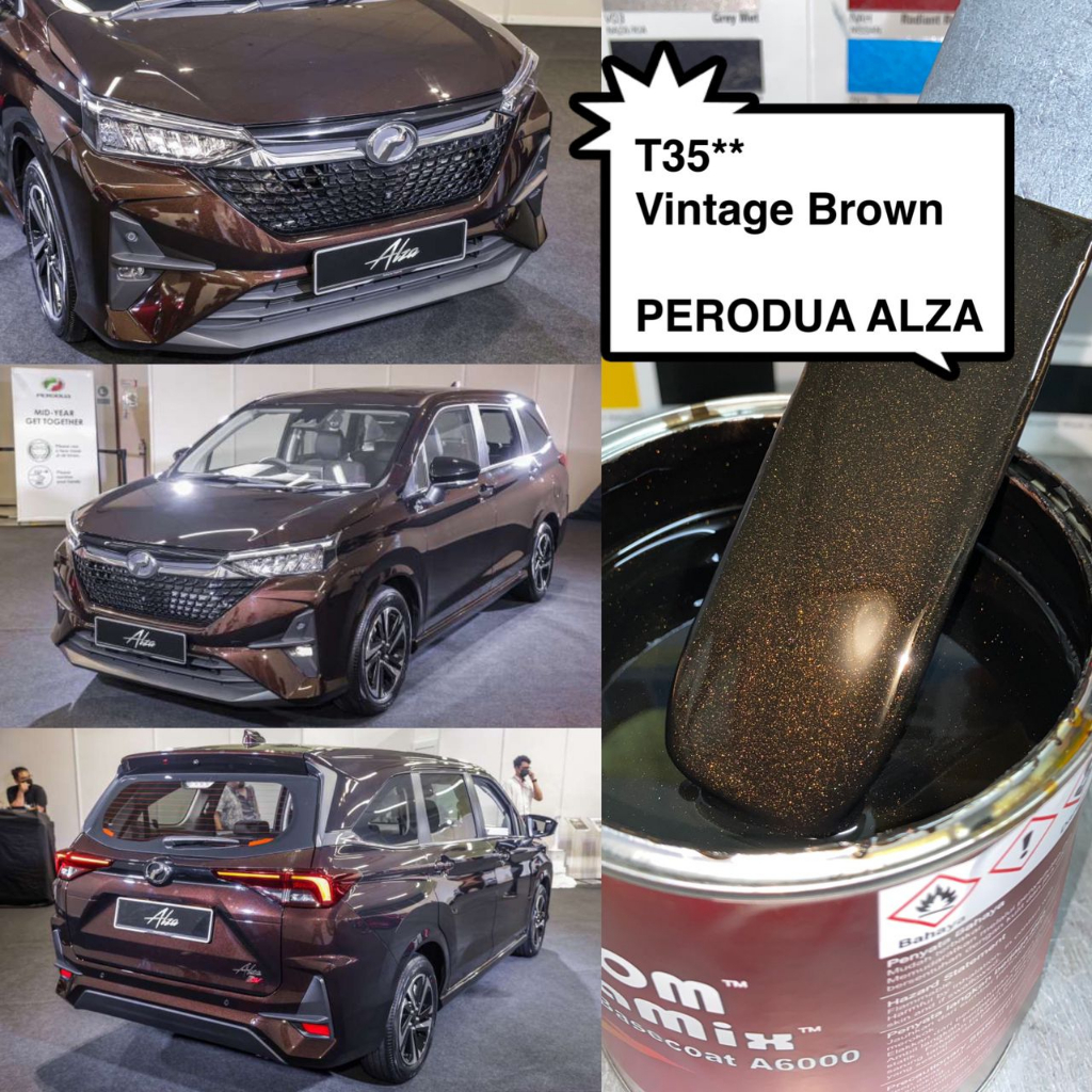 T35** Vintage Brown - PERODUA ALZA - 2K PAINT/FAST DRY/CAR PAINT/CAT ...
