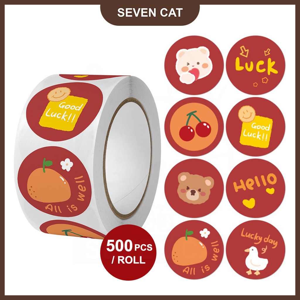500pcs Round Cute Cartoon Sticker with 8 designs / Parcel Labels ...