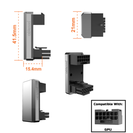 Original CableMod 12VHPWR 180 Degree Angles Adapter Variant A (Black ...
