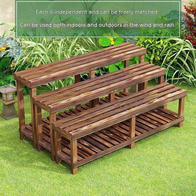Outdoor anti-corrosion solid wood multi-layer flower rack Indoor ...