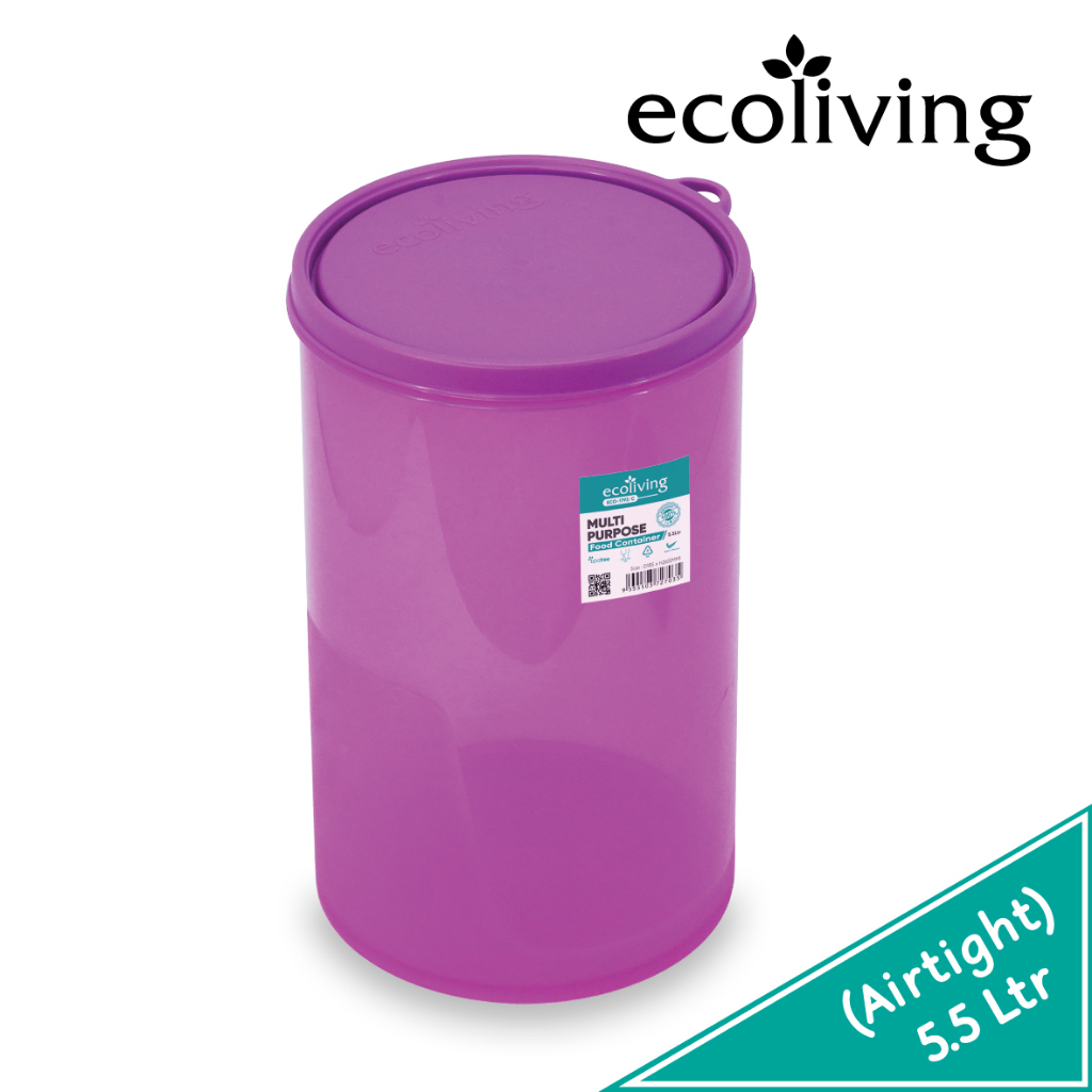 ECO LIVING 2.1/3.4/5.5Ltr Airtight Round Colourful Food Storage ...