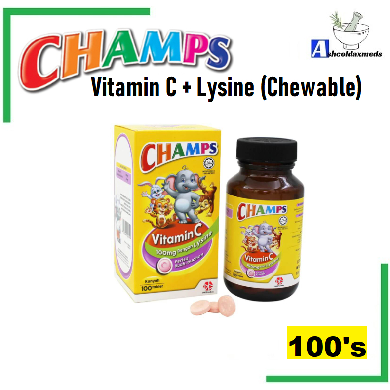Champs Vitamin C 100mg Plus Lysine 100's (Selera Makan/Imunasi badan ...