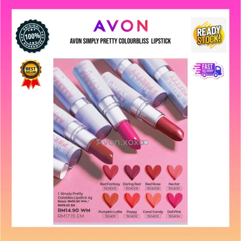 Avon Simply Pretty Matte Lipstick 4g / Color Last Lipstick 2g | Shopee ...