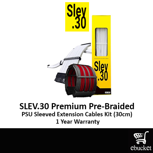 Aigo SLEV.30 Premium Pre-Braided PSU Sleeved Extension Cables Kit (30cm ...