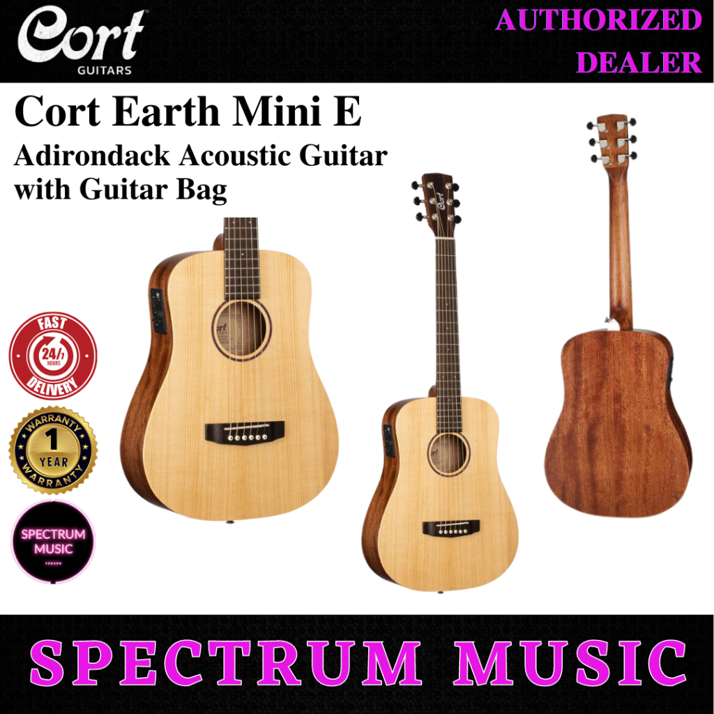 Cort Earth Mini E Adirondack Acoustic Guitar with Bag | Shopee Malaysia
