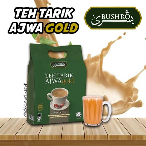 Bushro Teh Tarik Ajwa Gold Minuman Pracampuran Teh dan Kurma 500gram ...