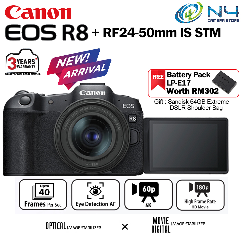 Canon EOS R8 Mirrorless Camera with RF 24-50mm f4.5-6.3 IS STM Lens ...