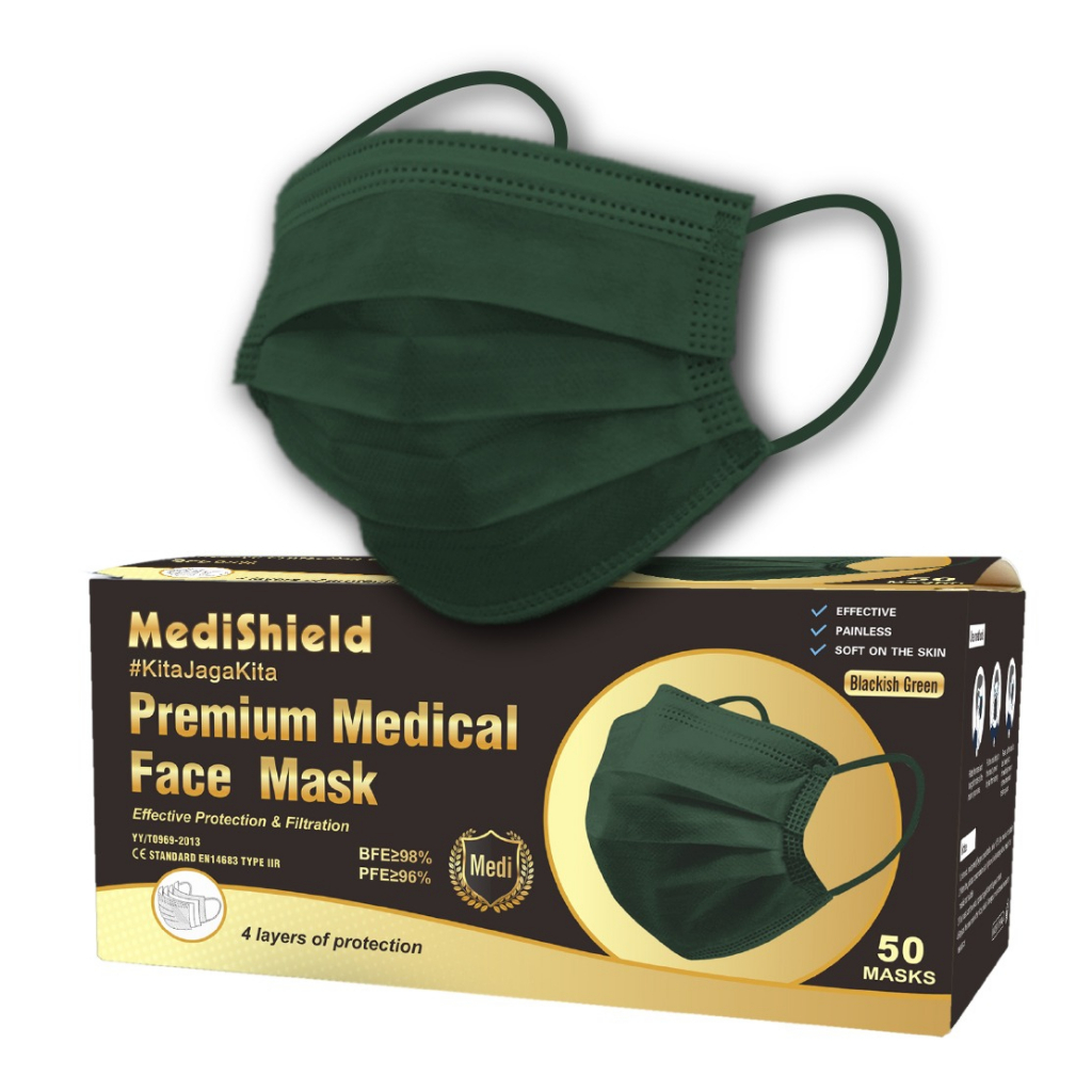 Medishield 4ply Medical Face Mask - Denim Green (50Pcs) | Shopee Malaysia