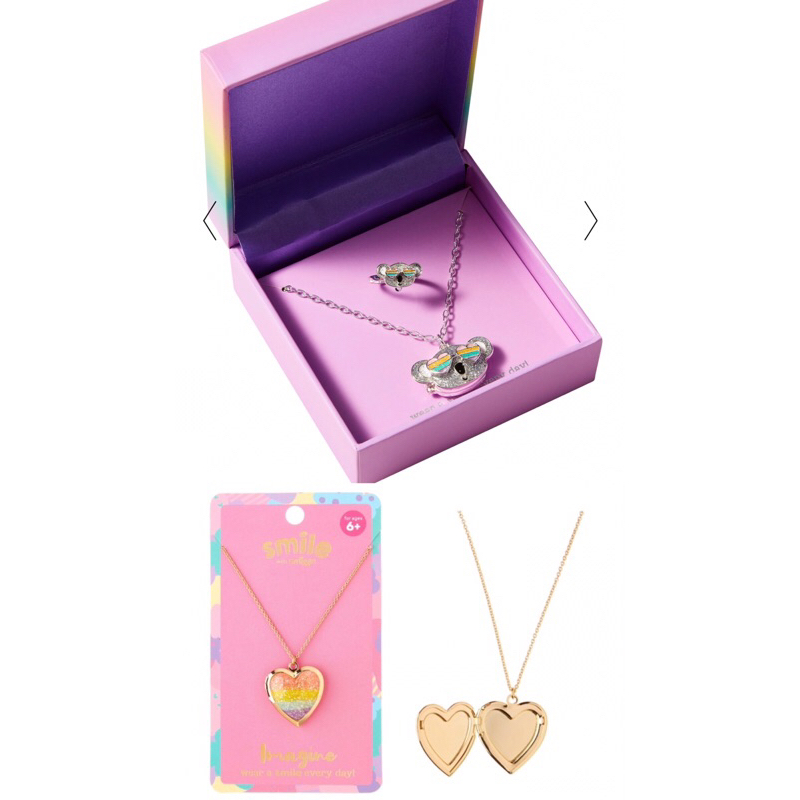 Smiggle Imagine Rainbow Heart Locket/Koala Jewellery Set/ Necklace/Gift ...