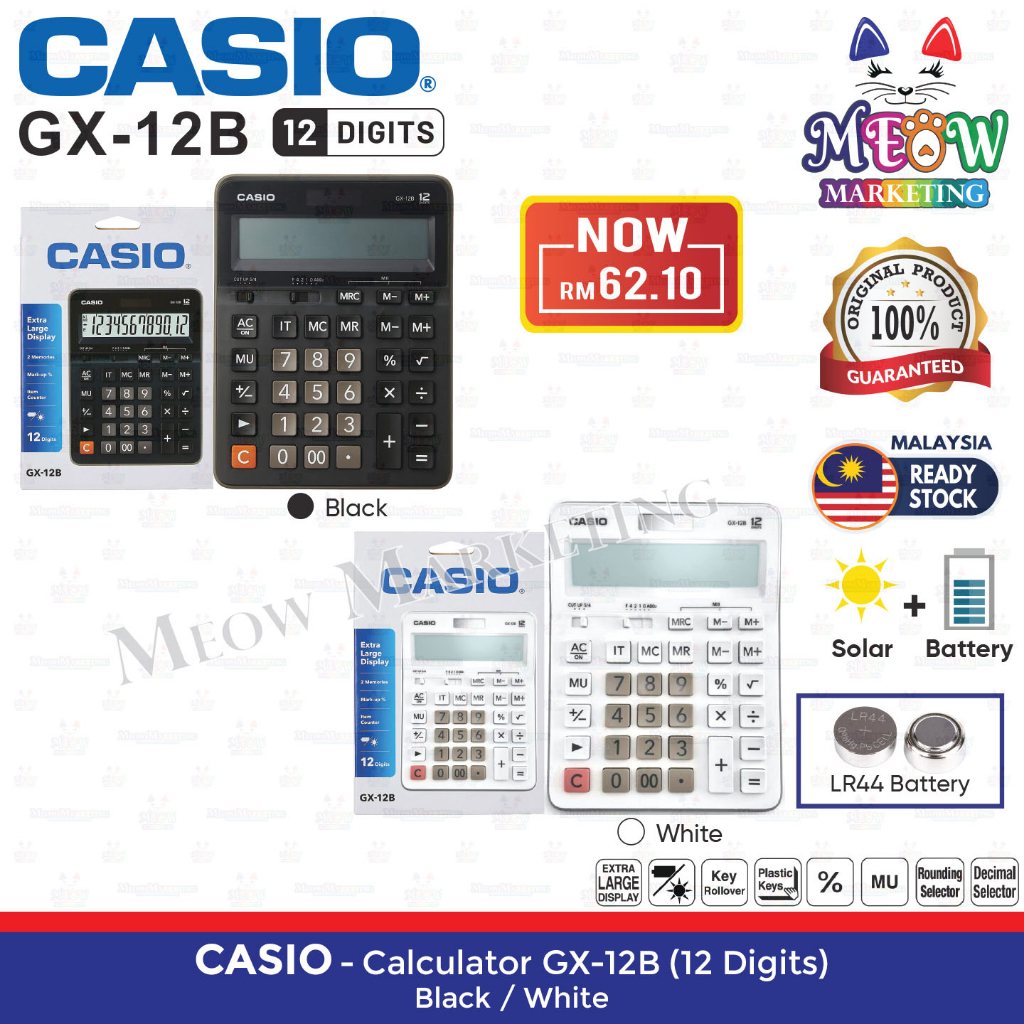 Casio Calculator GX-12B 12 Digits (ORIGINAL) | Shopee Malaysia