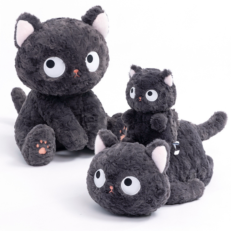 Black Cat Plush Toy Doll Cartoon Cute Kitten Soft Comfort Sleep Plushie ...