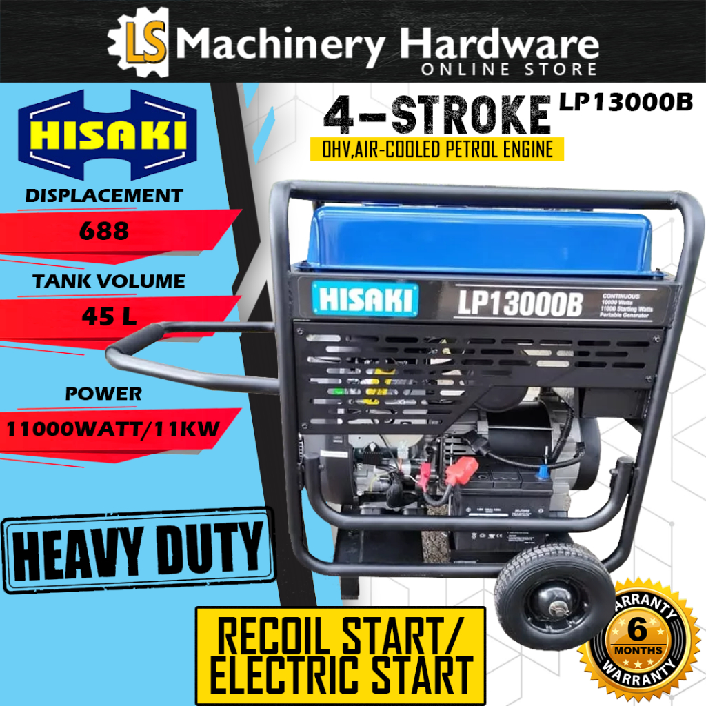 HISAKI 11000Watt/11KW Heavy Duty 4-stroke Petrol Generator LP13000B ...