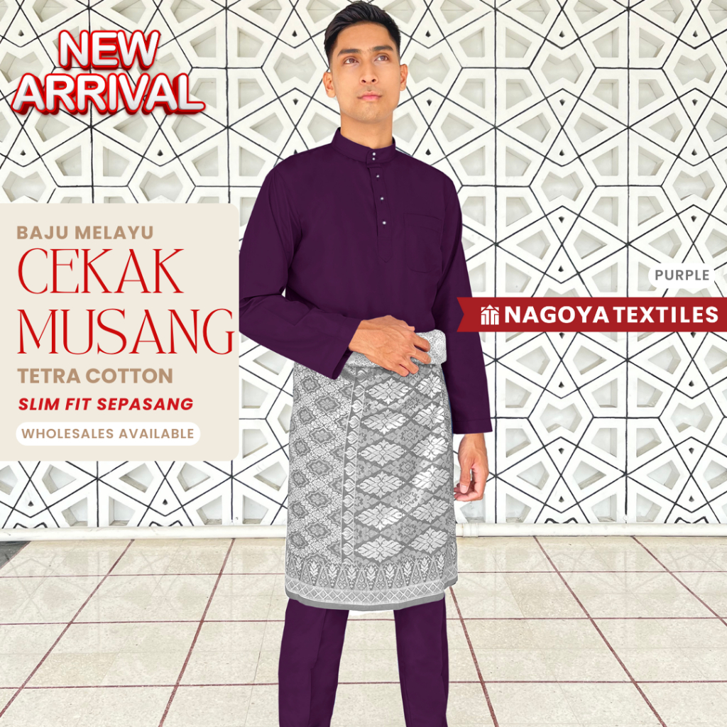 BAJU MELAYU CEKAK MUSANG TETRA COTTON SLIM FIT SEPASANG (CNSP) | Shopee ...