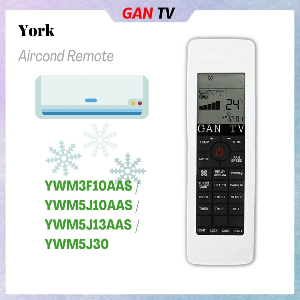York Inverter Air Conditioner Aircond Remote Control YWM3F10AAS ...