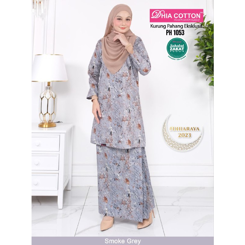 Baju Kurung Cotton (Smoke Grey) | Shopee Malaysia
